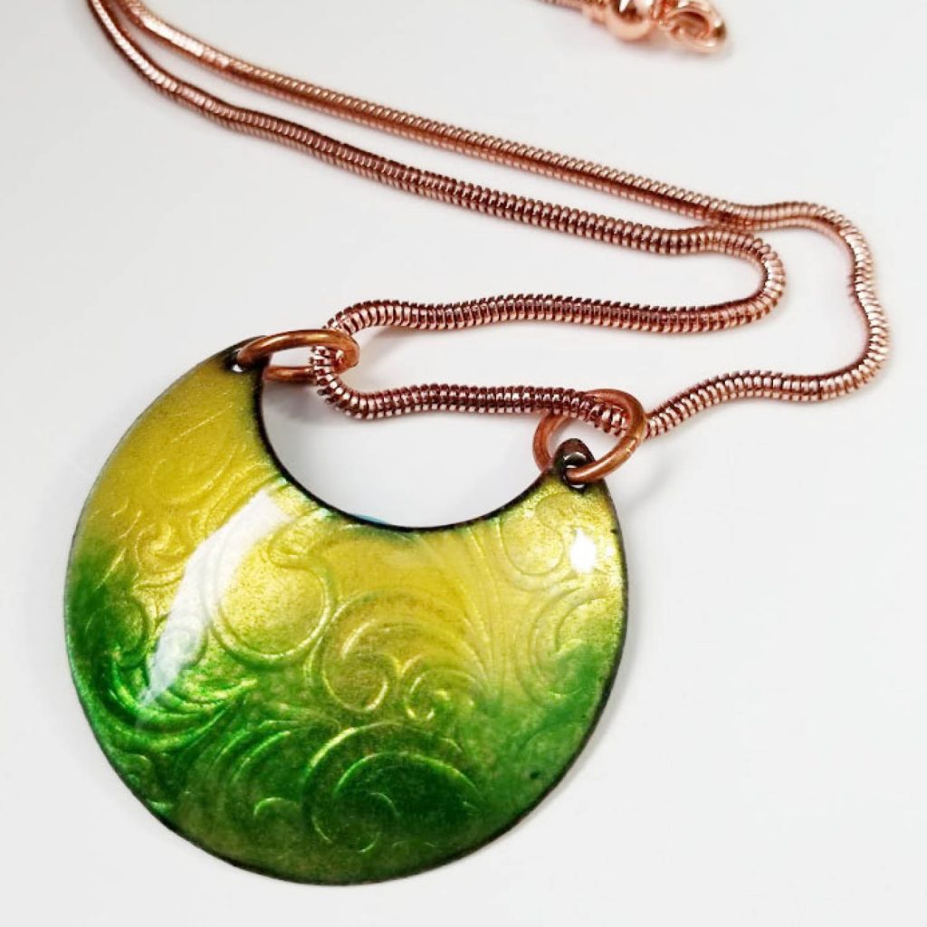 Copper & Enamel Crescent Necklace – Boreal Collection – Natalie Jewellery
